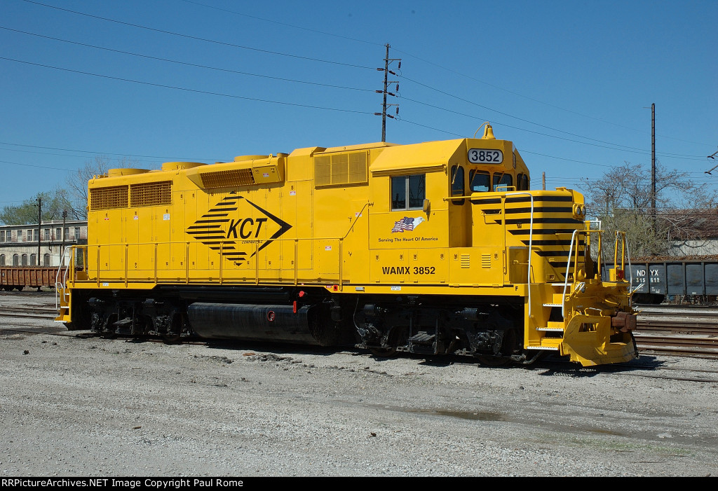 KCT WAMX 3852, EMD GP35, fresh rebuild-repaint, at KCT Mill Street Yard